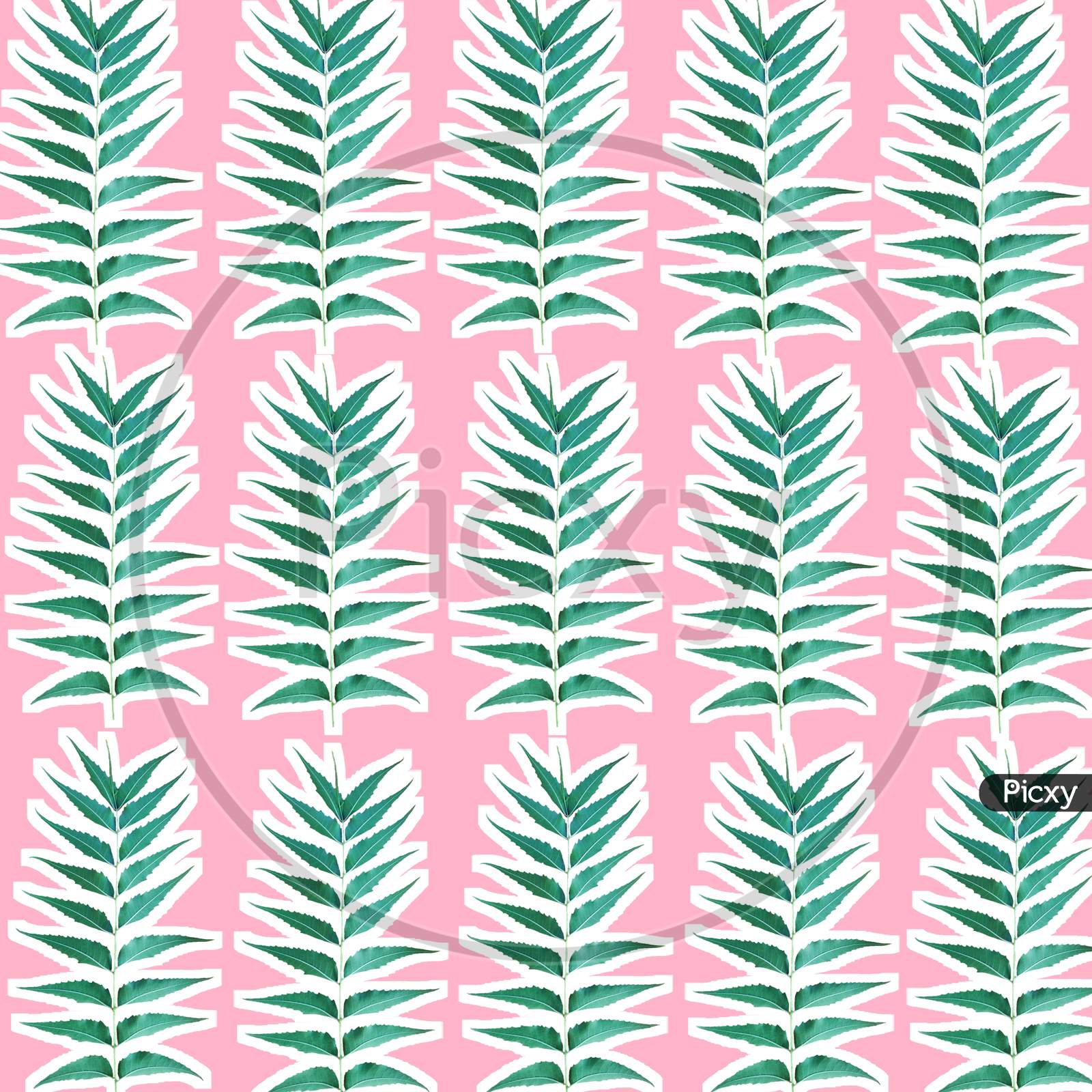 Image of Seamless Pattern With Azadirachta Indica Or Neem Leaves ...