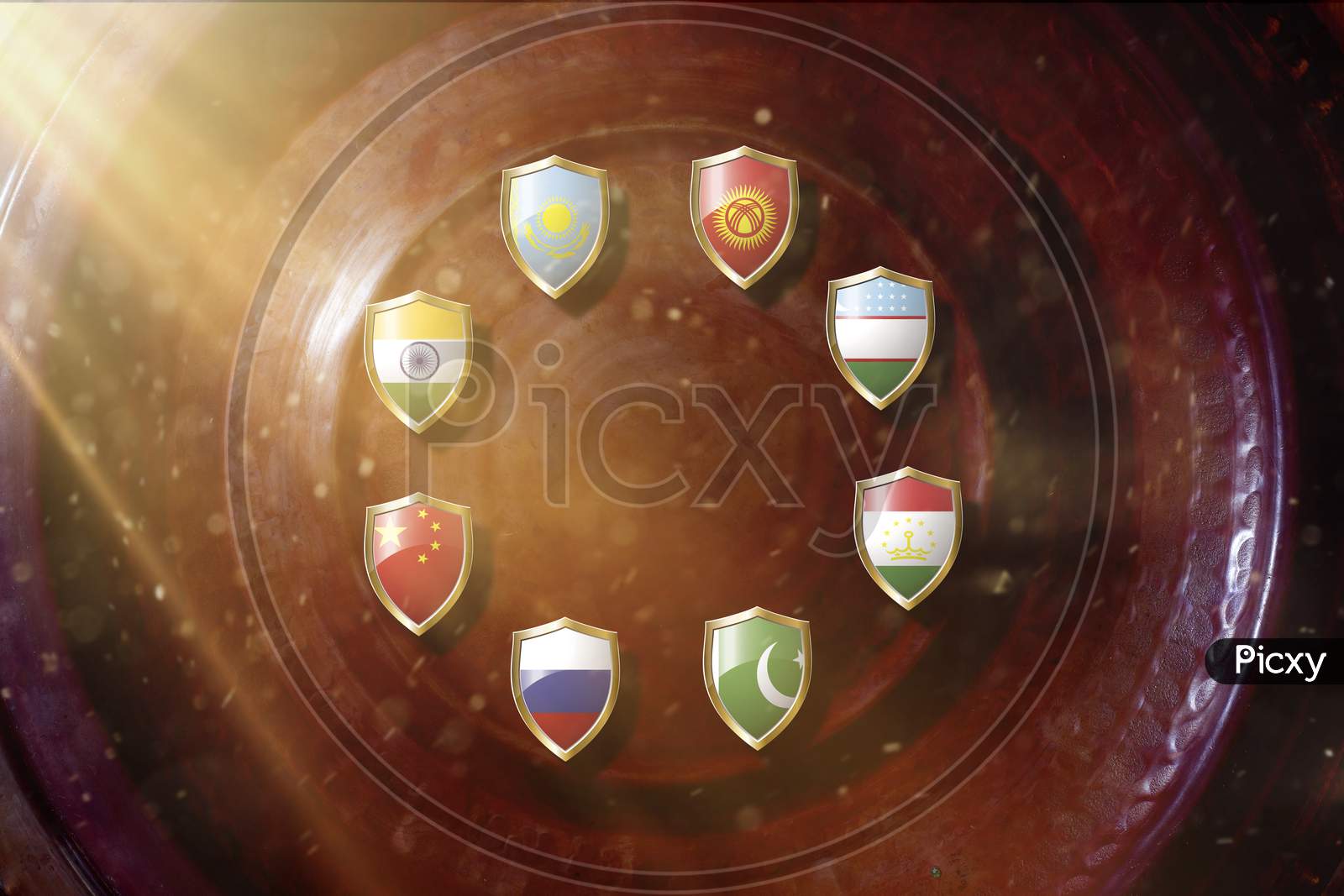 Image of Shanghai Cooperation Organization (Sco) Countries Flags In ...