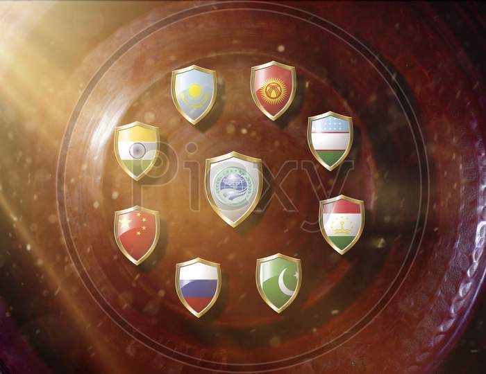 Image of Shanghai Cooperation Organization (Sco) Countries Flags In ...