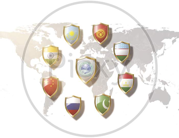 Image of Shanghai Cooperation Organization (Sco) Countries Flags In ...
