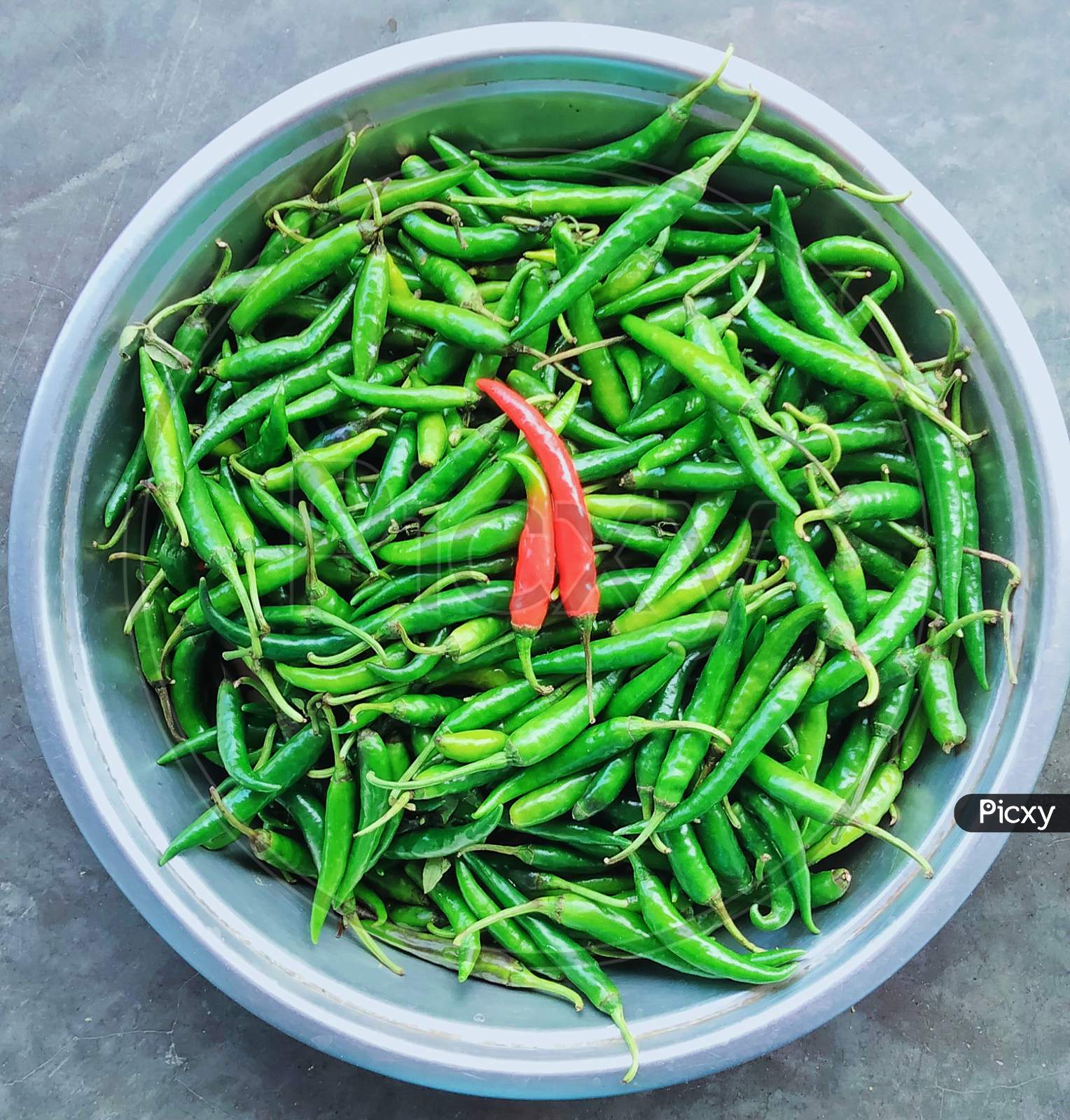 Image of Green Chilli, hari michai, hari mirchi, hari mirch-QD979640-Picxy