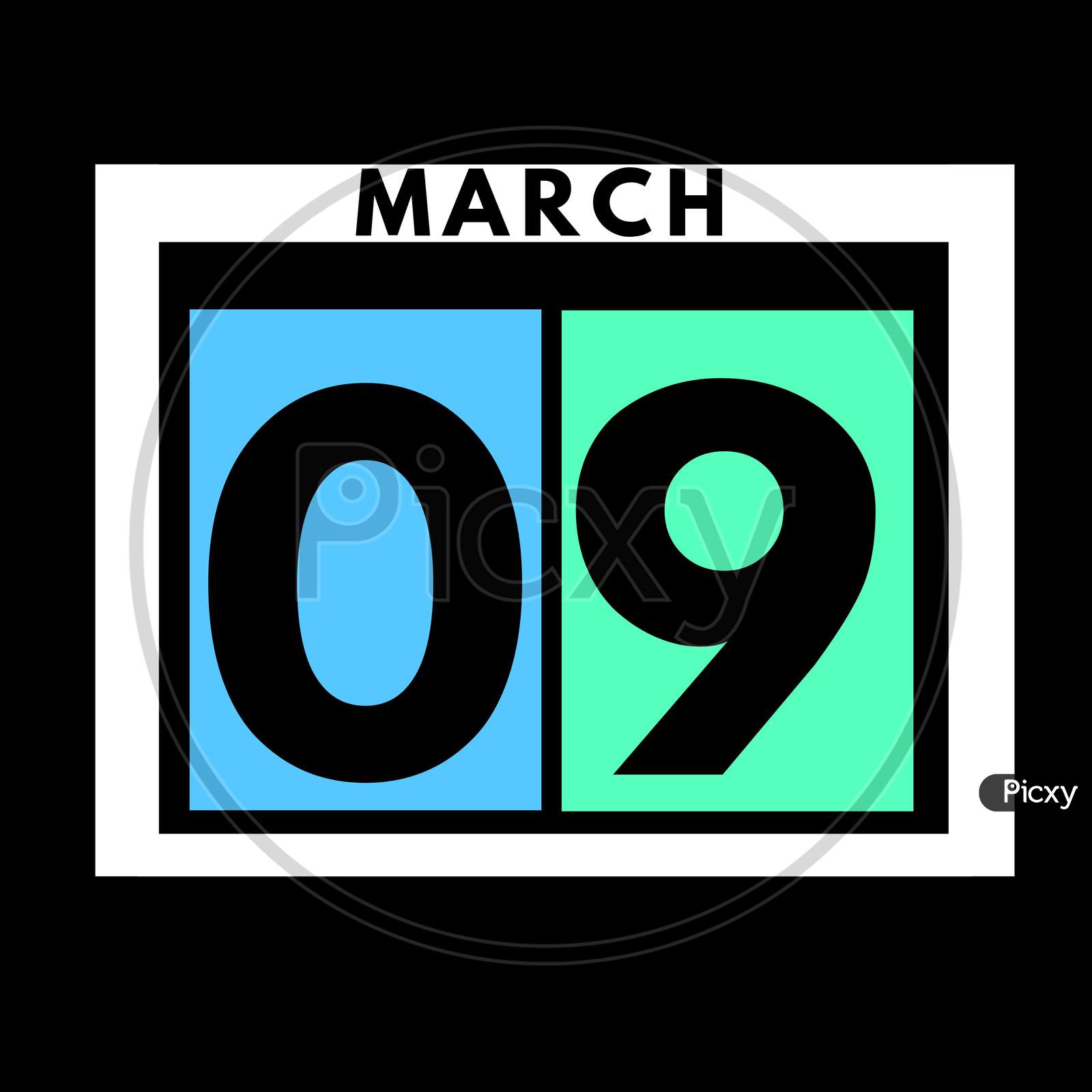 Image of March 9 . Colored Flat Daily Calendar Icon .Date ,Day, Month ...