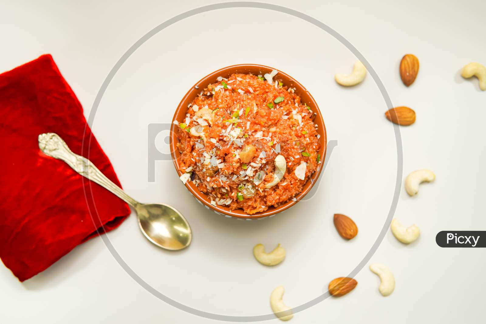 Image of Top View Of Indian Sweet Gajar Ka Halwa In Matka With ...