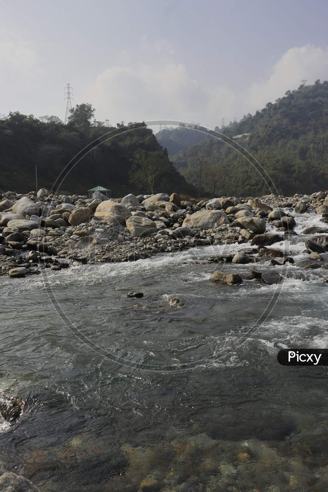 Image of mountain stream (balason river) flowing down to the gangetic ...